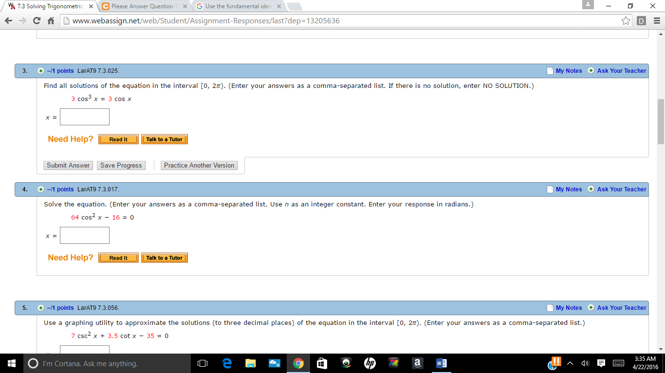 Solved Find All Solutions Of The Equation In The Interval