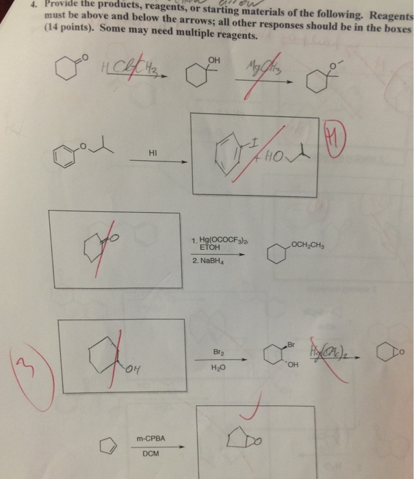 Solved Provide The Products Reagents Or Starting Materials