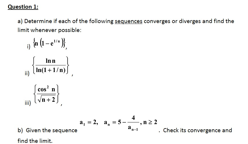 Solved Determine If Each Of The Following Sequences