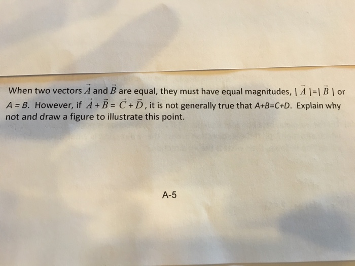 Solved When Two Vectors A And B Are Equal They Must Have