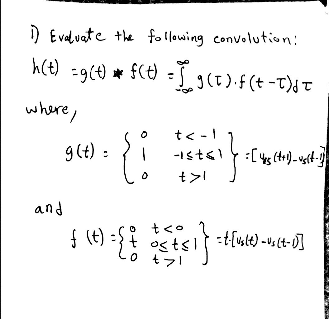 Solved Evaluate The Following Convolution Where And