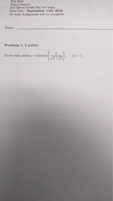 Solved Prove That Arcsin X Arctan Xsquareroot 1 X2