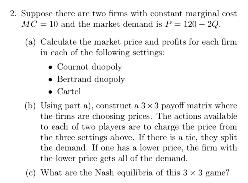 2 Suppose There Are Two Firms With Constant Marginal