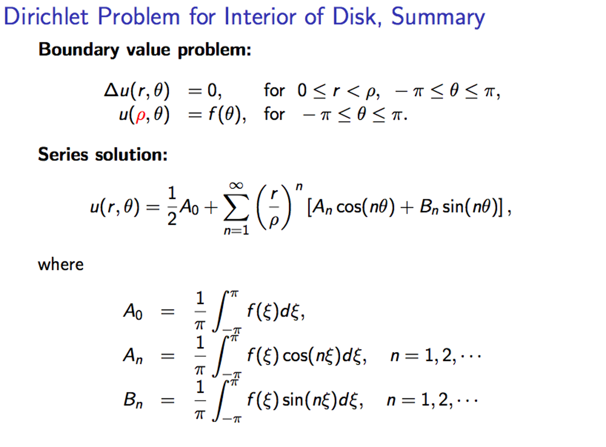 Solved Solve The Following Dirichlet Problem Of A Disk In