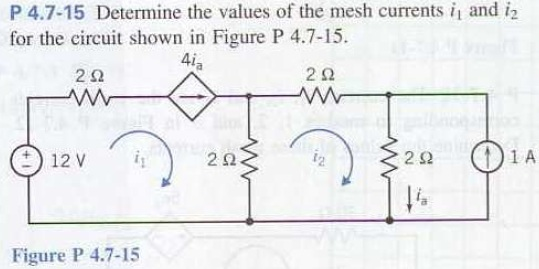 Solved Determine The Values Of The Mesh Currents I1 And I2