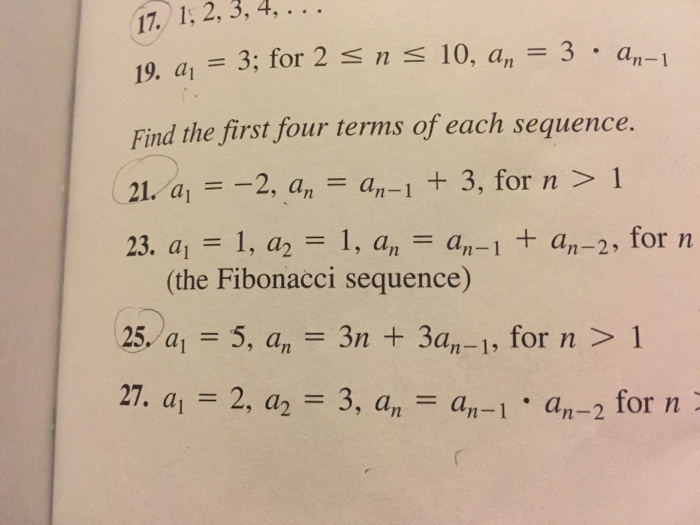 Solved Find The First Four Terms Of Each Sequence A1 2