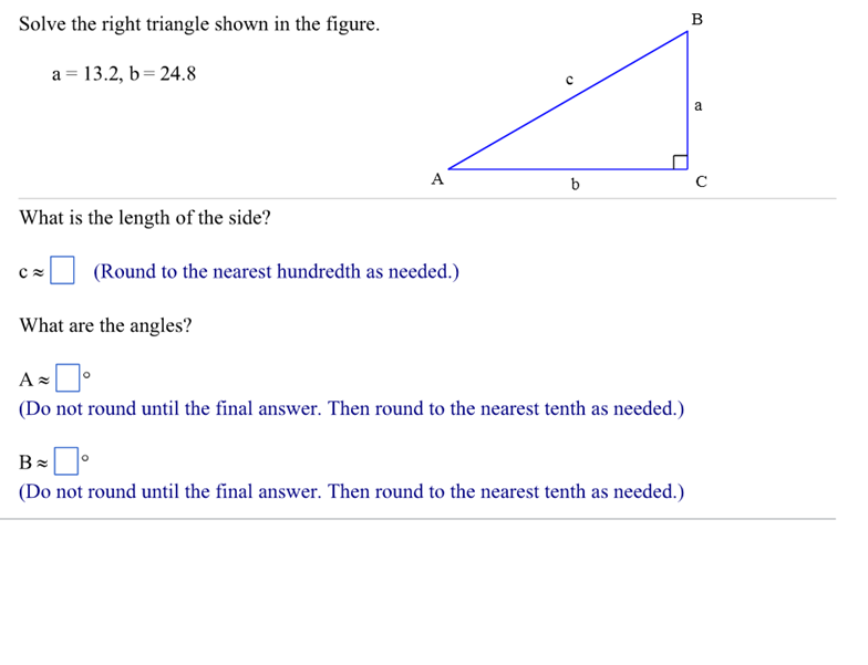 Solved Solve The Right Triangle Shown In The Figure A