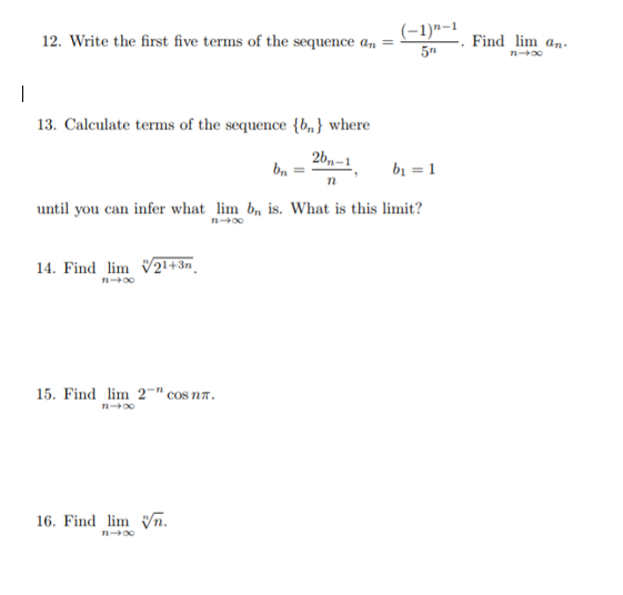 Solved 12 Write The First Five Terms Of The Sequence