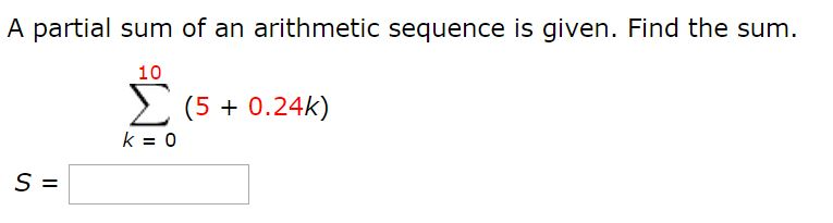 Find The Sum Of The Arithmetic Sequence