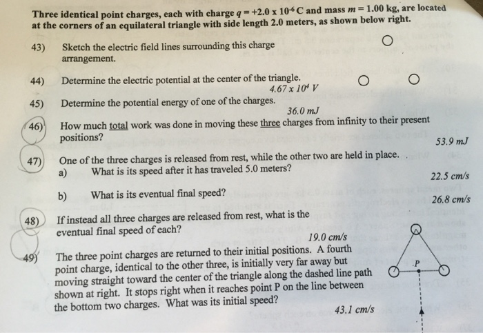 Solved Three Identical Point Charges Each With Charge Q