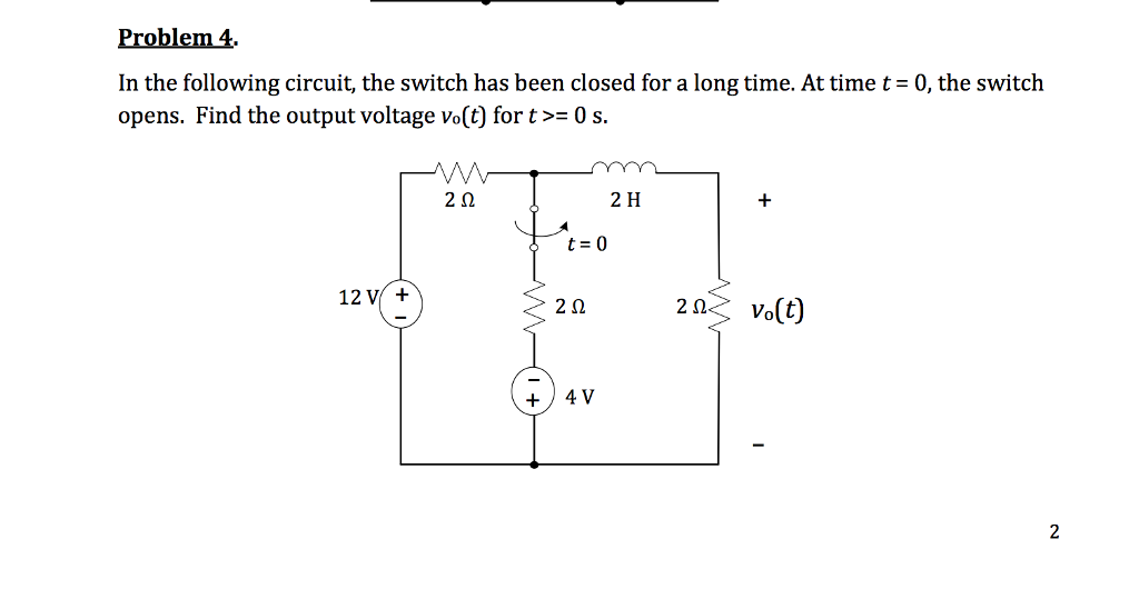 Solved In The Following Circuit The Switch Has Been Closed