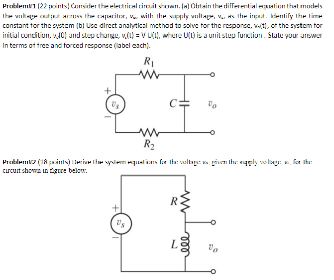 Solved Problem1 22 Points Consider The Electrical Circuit