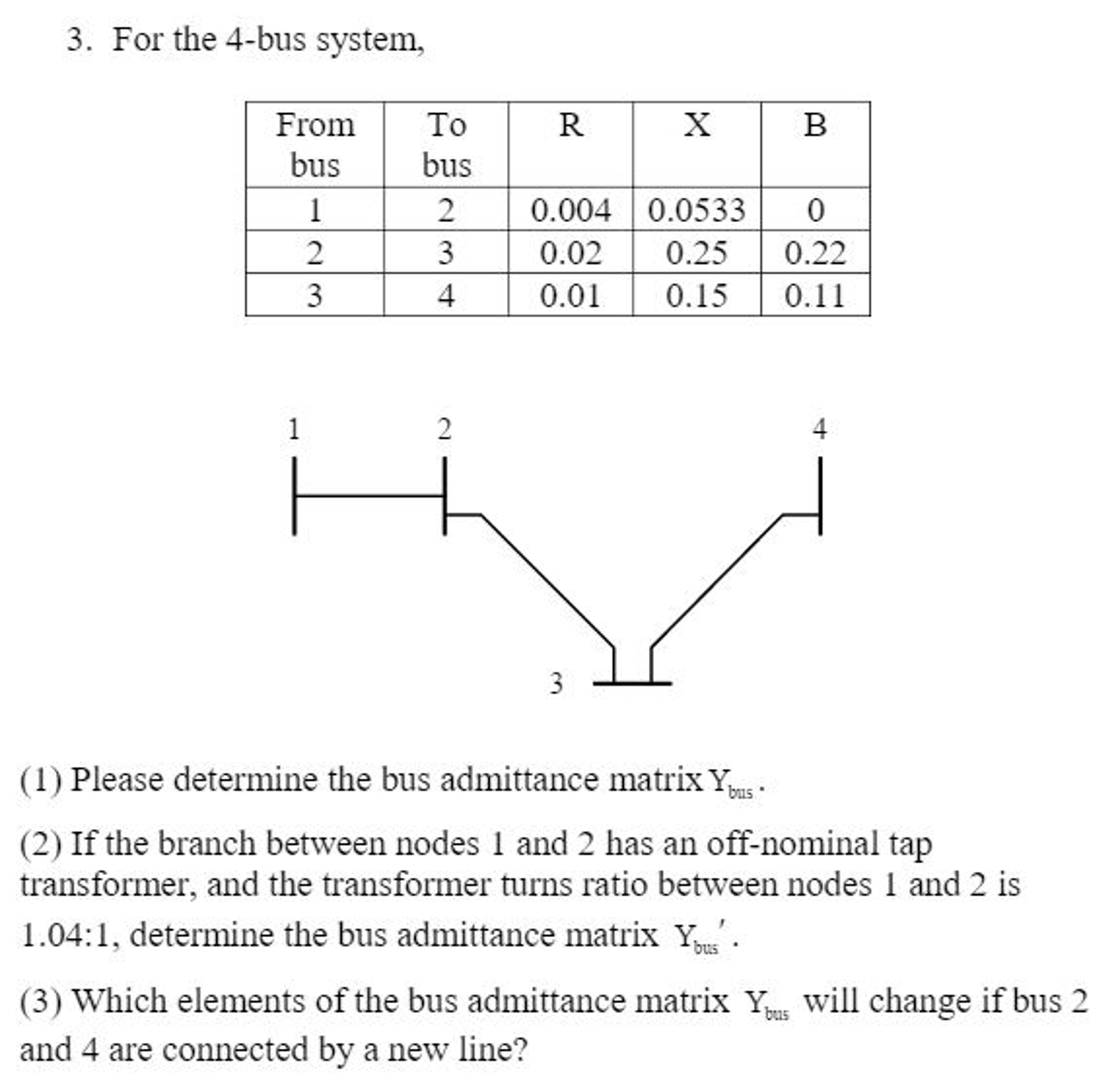 Solved For The 4 Bus System Please Determine The Bus