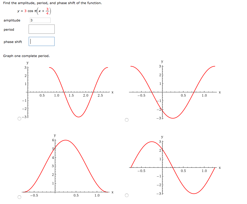 How Do You Find The Amplitude Phase Shift And Period Of Y Cos My Xxx