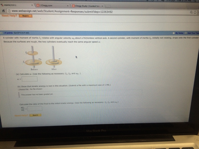 Solved A Cylinder With Moment Of Inertia I1 Rotates With