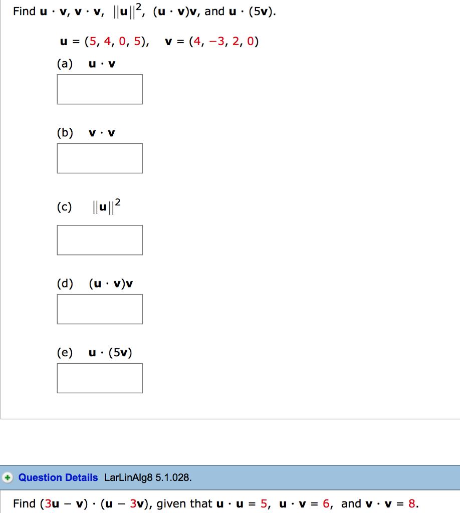 Solved Find U V V V U 2 U Vv And U 5v U5 4