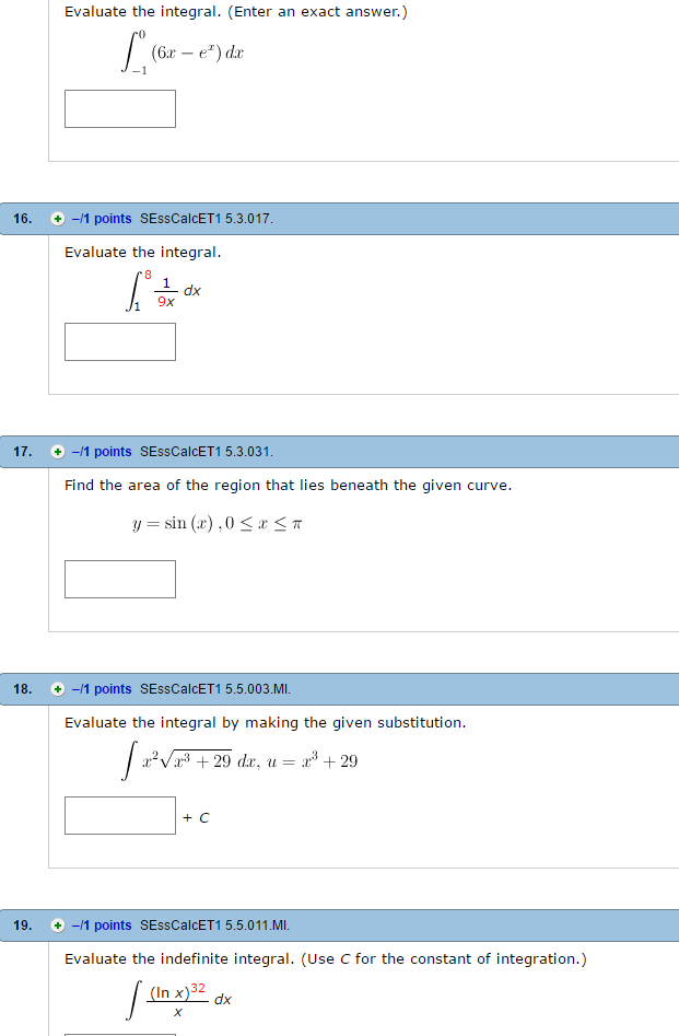 Solved Evaluate The Integral Enter An Exact Answer