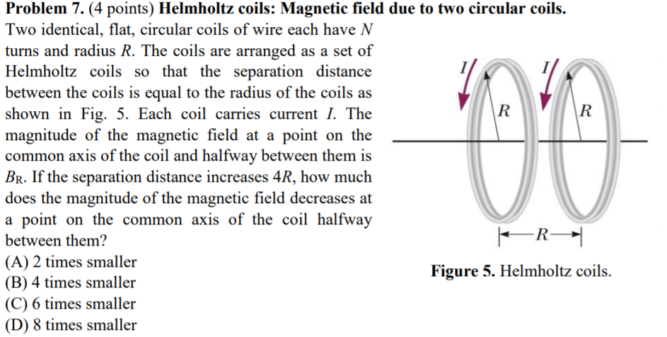 Solved Problem 7 4 Points Helmholtz Coils Magnetic Field