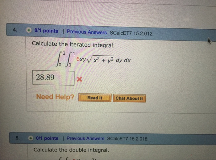 Solved Calculate The Iterated Integral Integral03