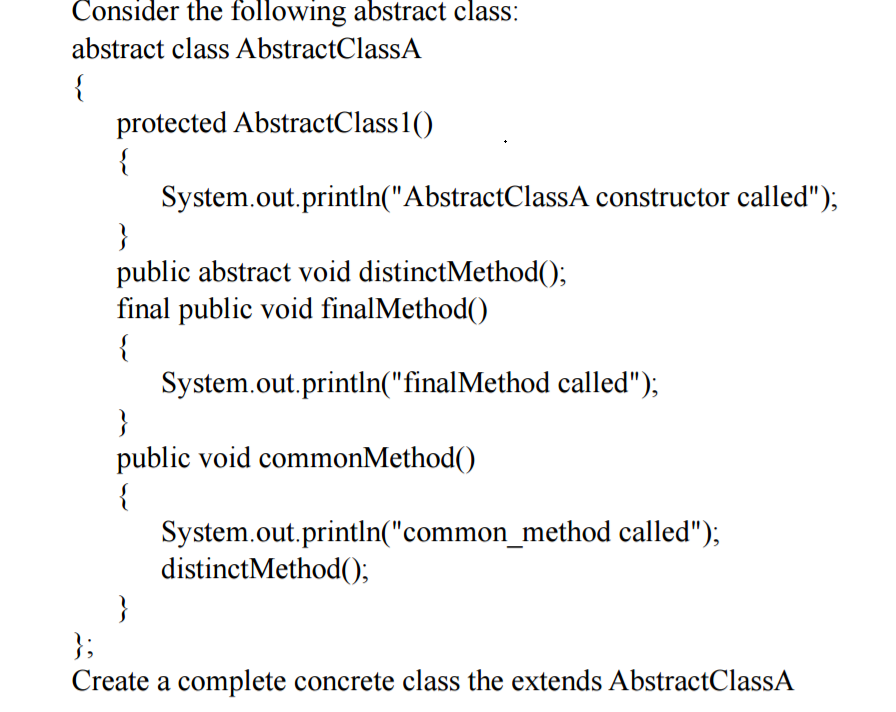 Solved Consider The Following Abstract Class Abstract