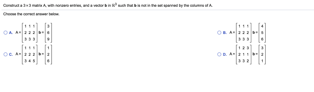 Solved Construct A 3x3 Matrix A With Nonzero Entries And A