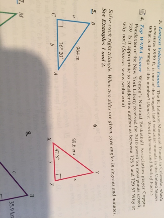 Solved Solve Each Right Triangle When Two Sides Are Given