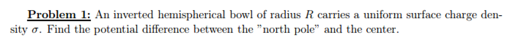 Solved An Inverted Hemispherical Bowl Of Radius R Carries A