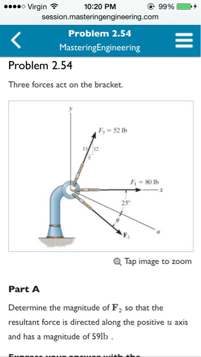 Solved Three Forces Act On The Bracket Determine The