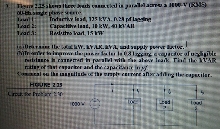 Solved Figure Shows Three Loads Connected In Parallel 51 Off