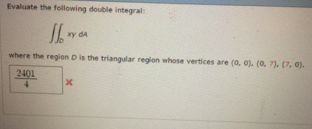 Solved Evaluate The Following Double Integral