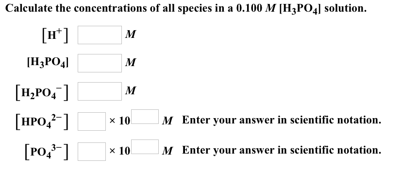 Solved Calculate The Concentrations Of All Species In A