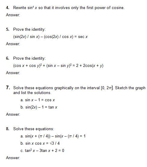 Solved 1 Derive This Identity From The Sum And Difference