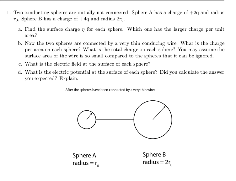 Solved Two Conducting Spheres Arc Initially Not Connected