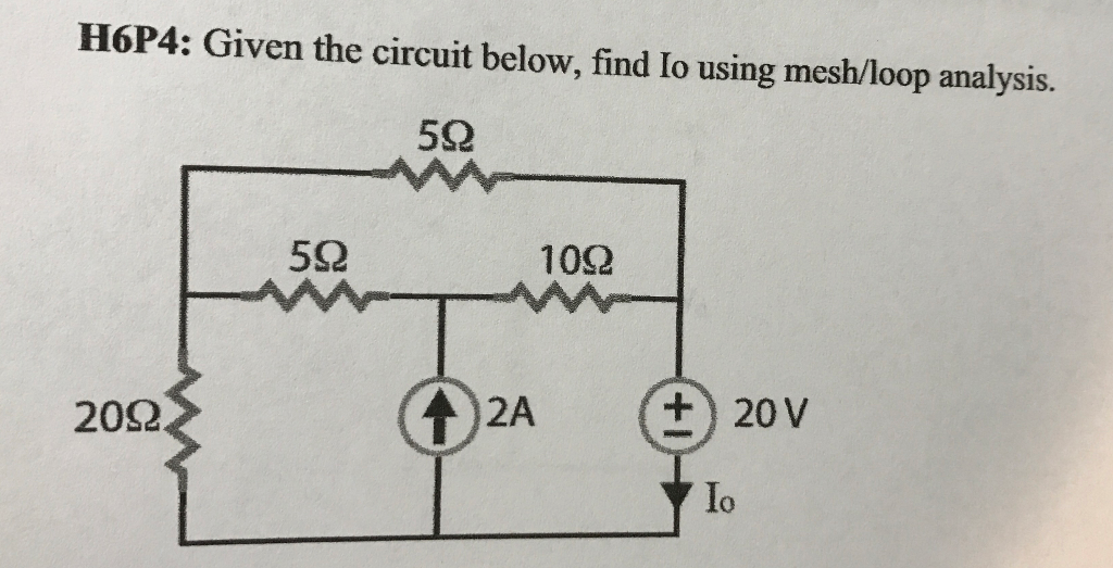 Solved Given The Circuit Below Find Io Using Meshloop