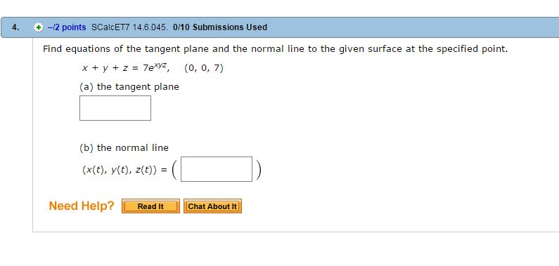 Solved Find Equations Of The Tangent Plane And The Normal