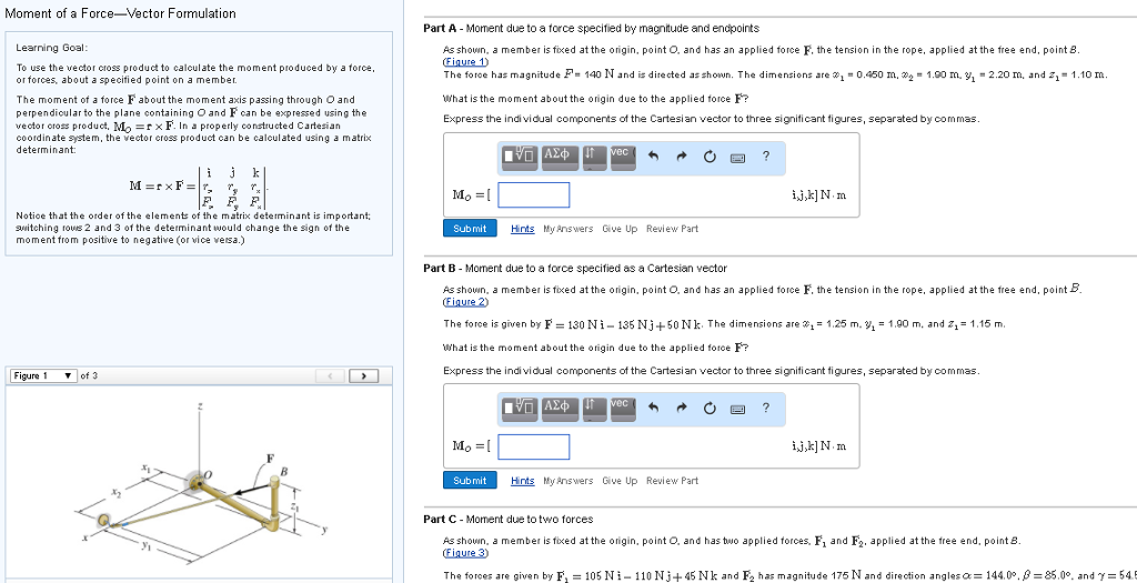 Solved Moment Of A Force Vector Formulation Learning Goal To