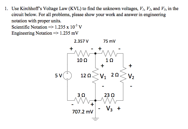 Solved Use Kirchhoffs Voltage Law Kvl To Find The Unknown