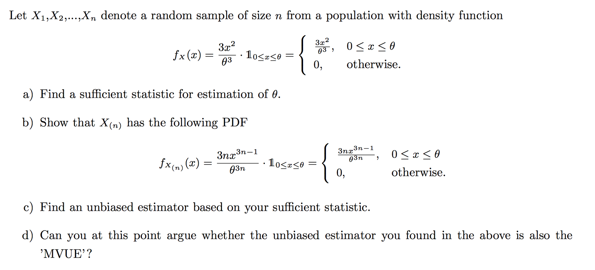 Solved Let X1x2xn Denote A Random Sample Of Size N