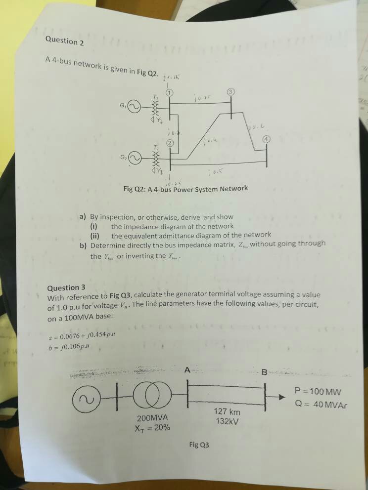 Solved Question 2 A 4 Bus Network Is Given In Fig 02 T 0