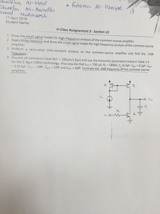 Draw The Small Signal Model For High Frequency