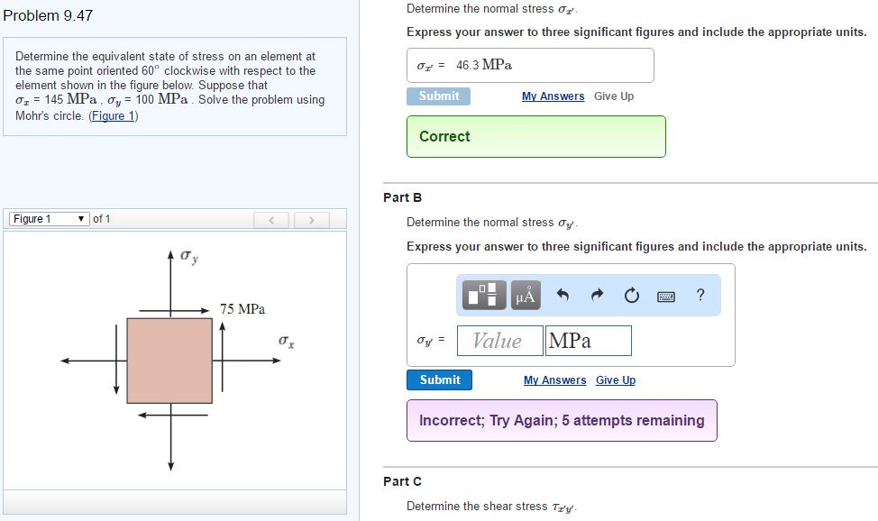 Solved Determine The Equivalent State Of Stress On An