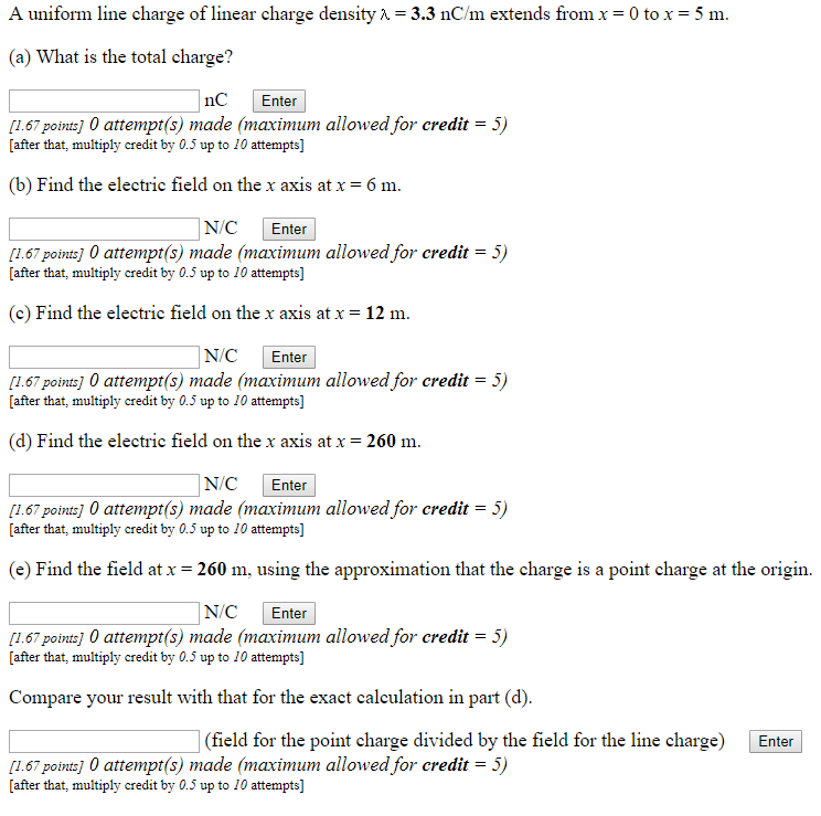 Solved A Uniform Line Charge Of Linear Charge Density Lambda