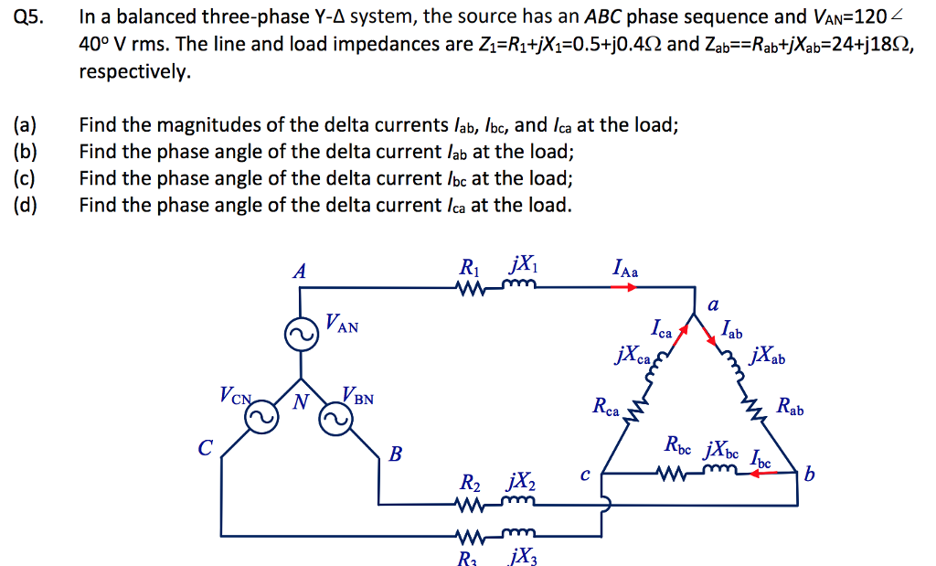 Solved 05 In A Balanced Three Phase Y A System The Source