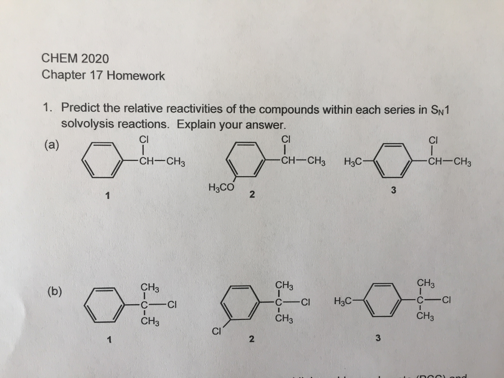 Solved Predict The Relative Reactivities Of The Compounds