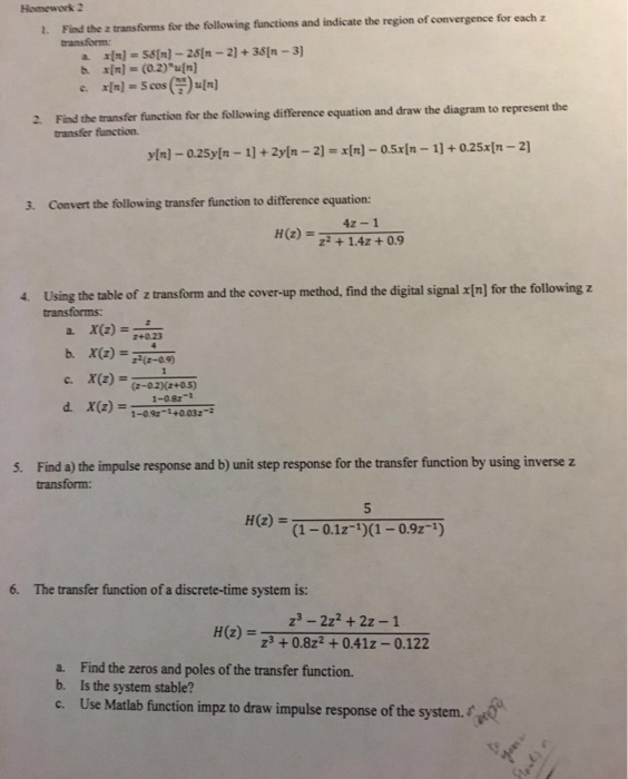 Solved Find The Z Transforms For The Following Functions And