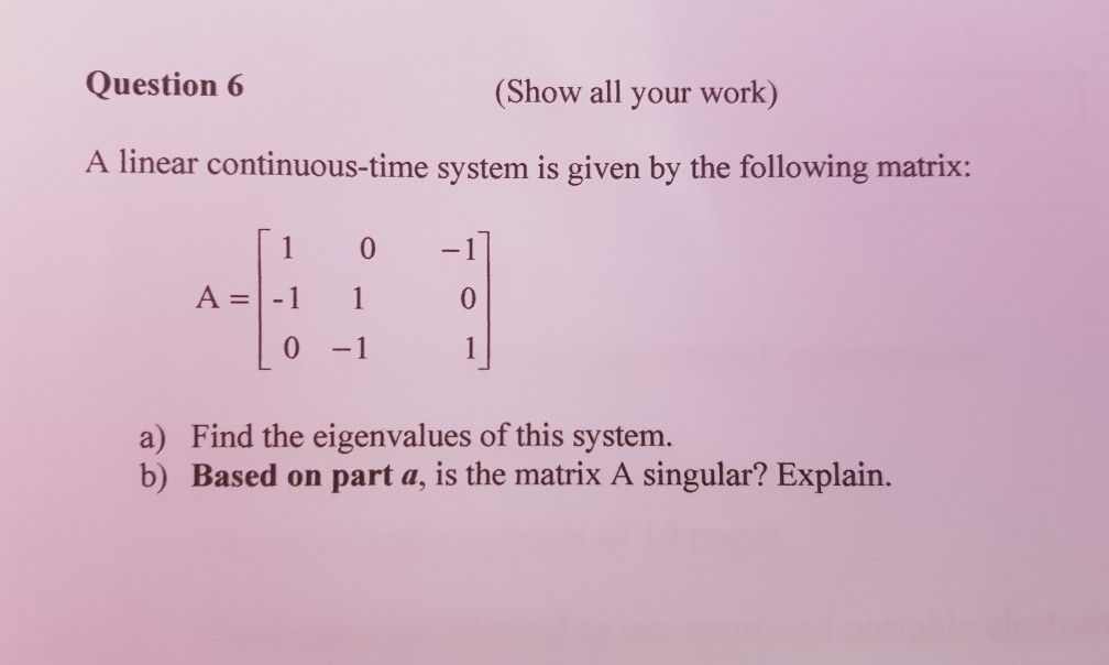 Solved Question 6 Show All Your Work A Linear