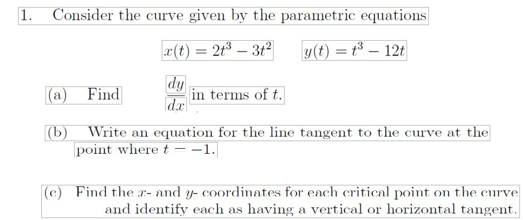 Solved Consider The Curve Given By The Parametric Equations