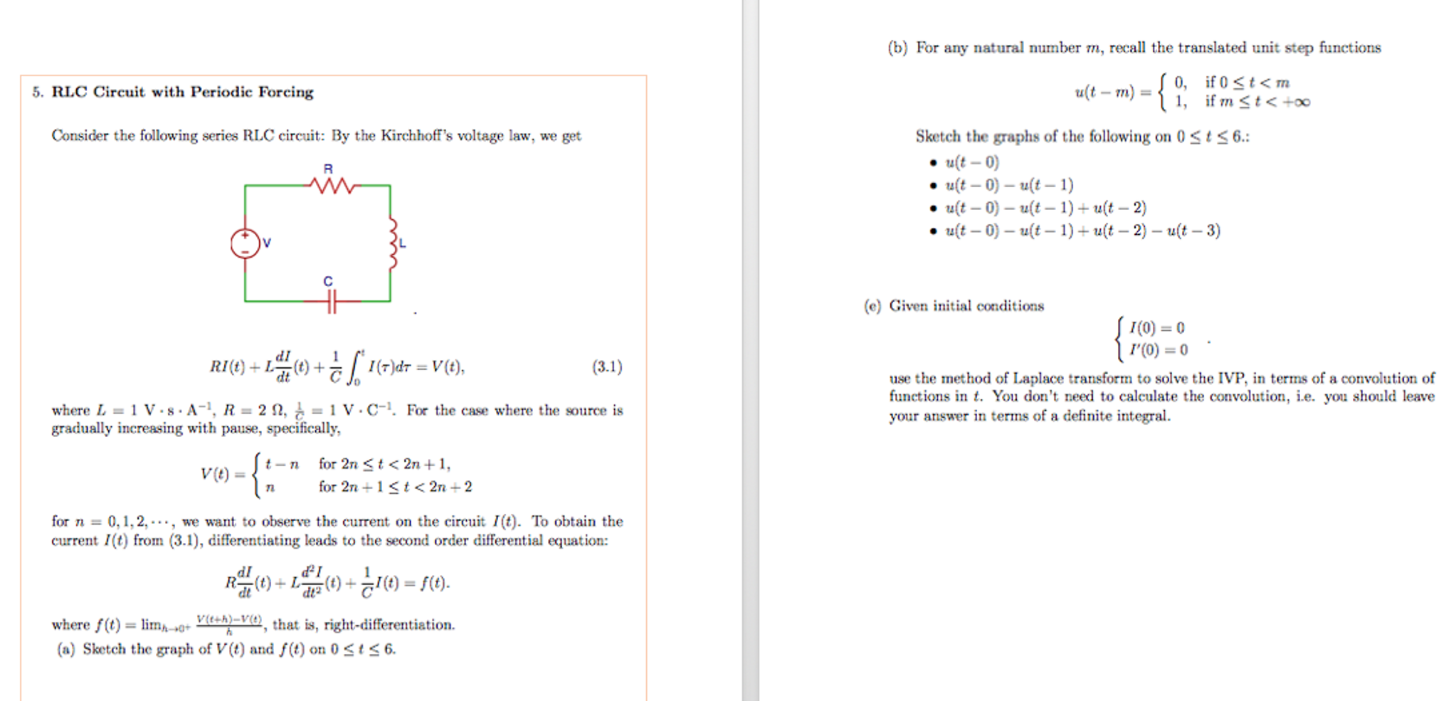 Rlc Circuit With Periodic Forcing Consider The