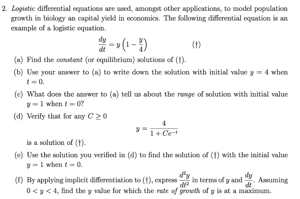 Solved Logistic Differential Equations Are Used Amongst