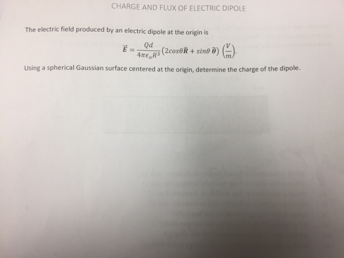 Solved The Electric Field Produced By An Electric Dipole At